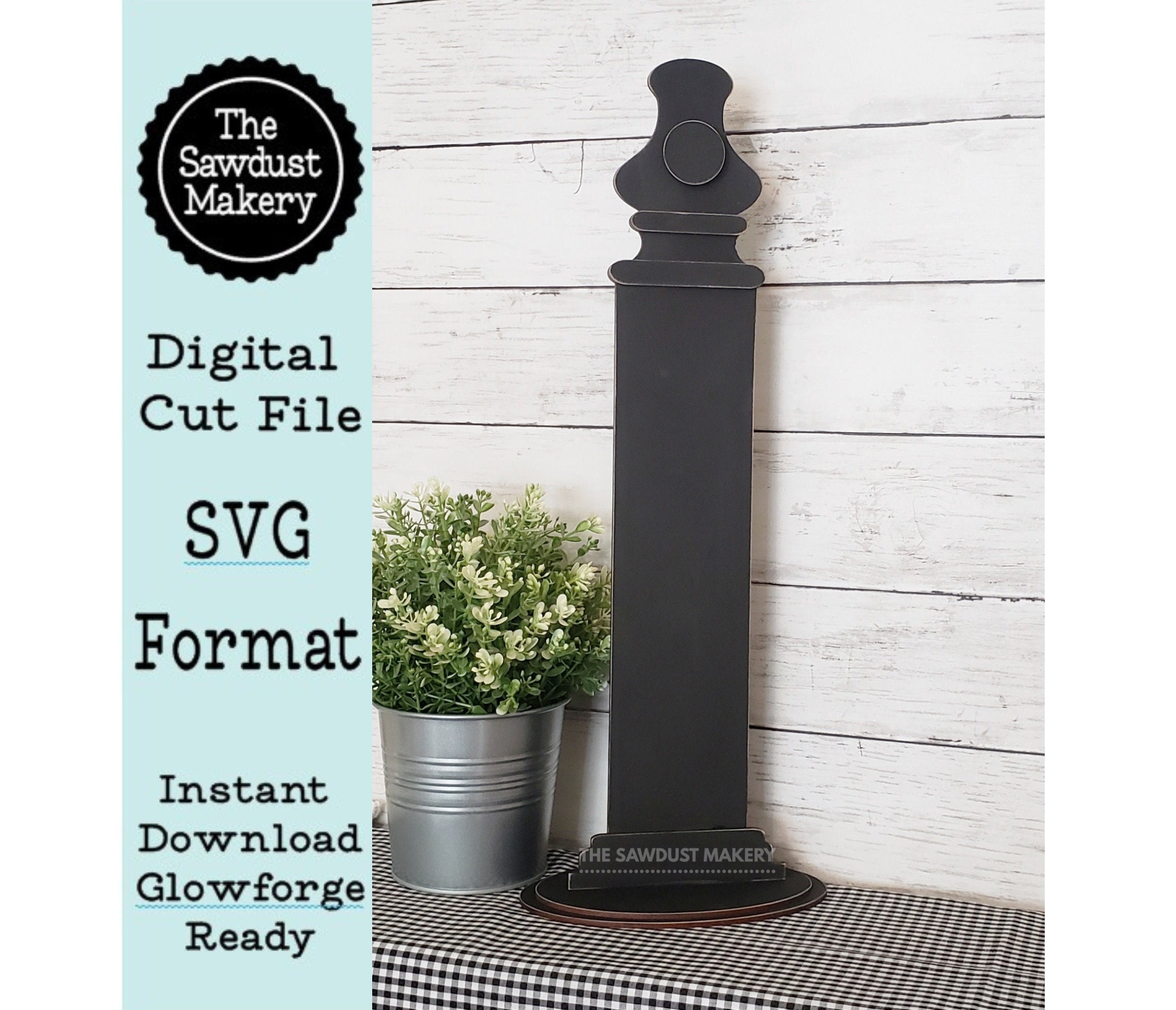 Large Sign Holder 18.5" Tall SVG | Large Post SVG | Laser Cut File ...