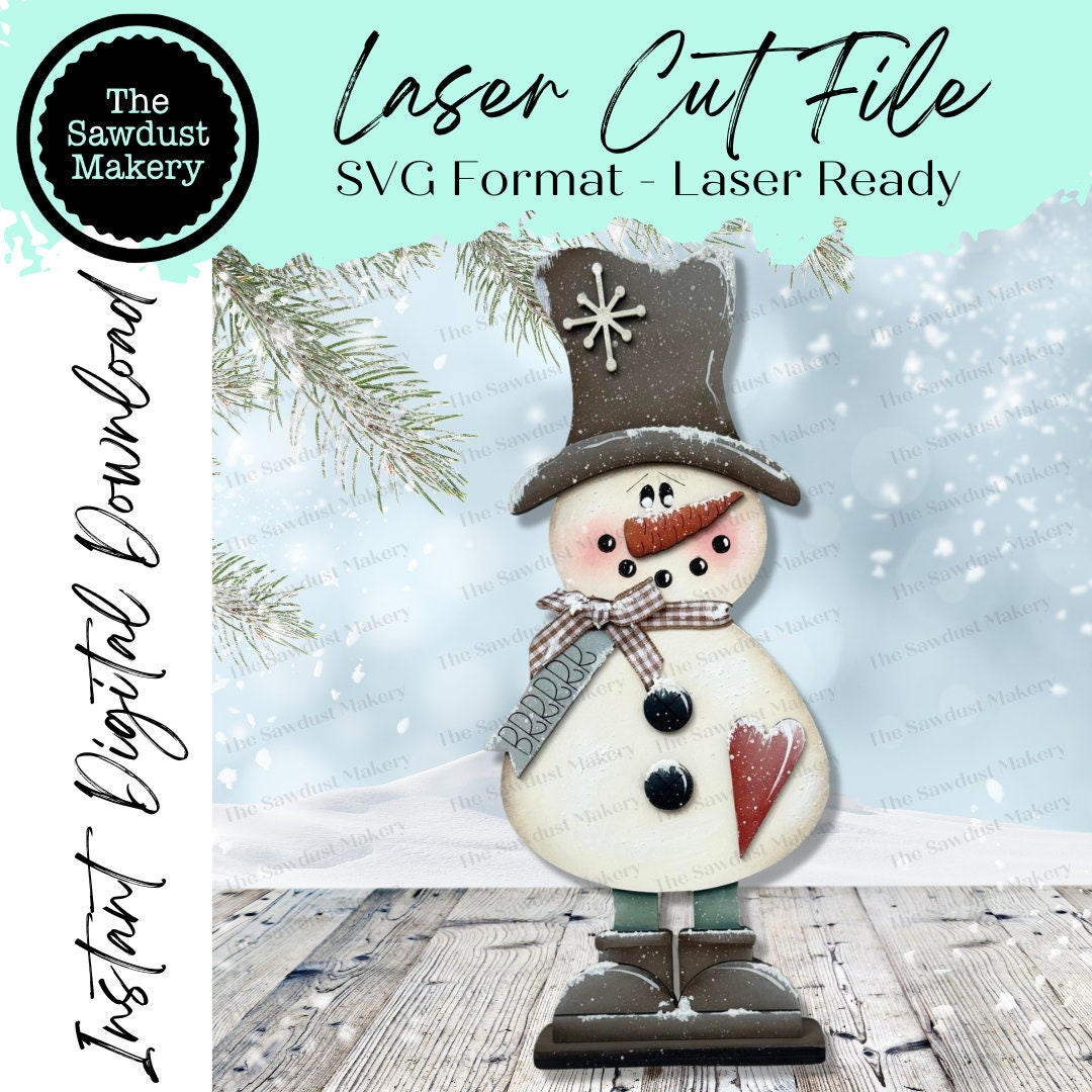 Prim Winter Snowman SVG File | Laser Cut File | Winter SVG File ...