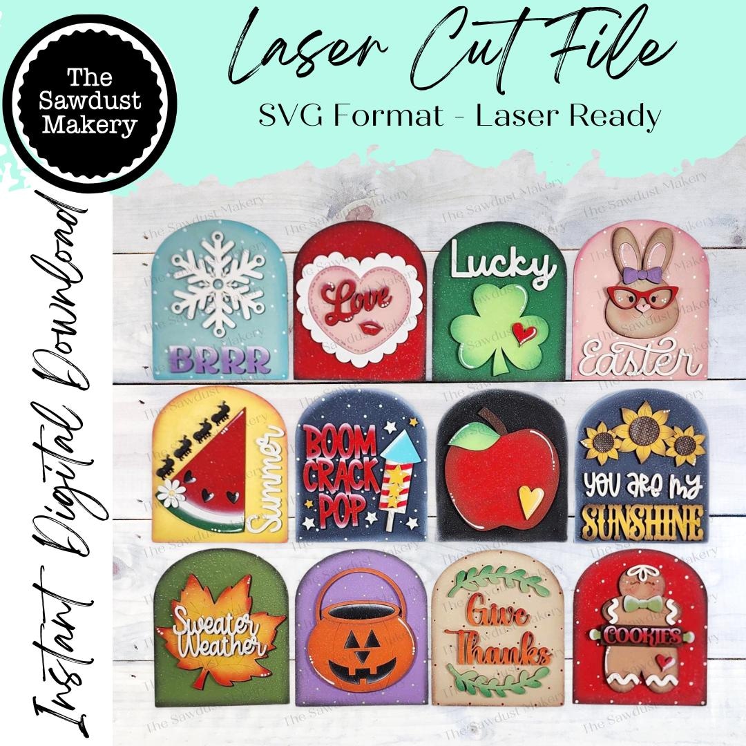 Vol. 1 Seasonal Interchangeable Small Arched Boho Sign Bundle SVG Laser ...