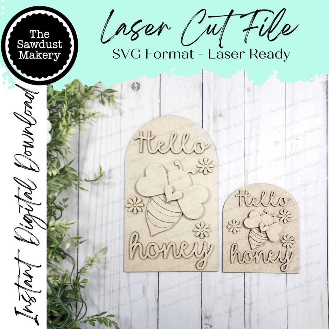 Interchangeable Large Arched Boho Sign Insert | Hello Honey Sign | SVG ...