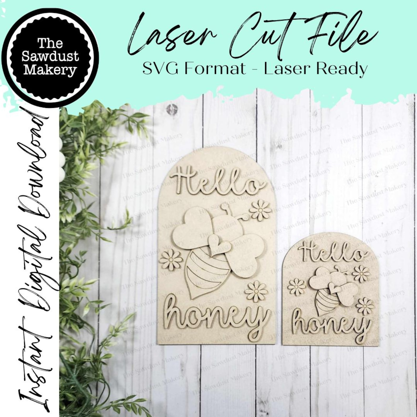 Interchangeable Large Arched Boho Sign Insert | Hello Honey Sign | SVG ...