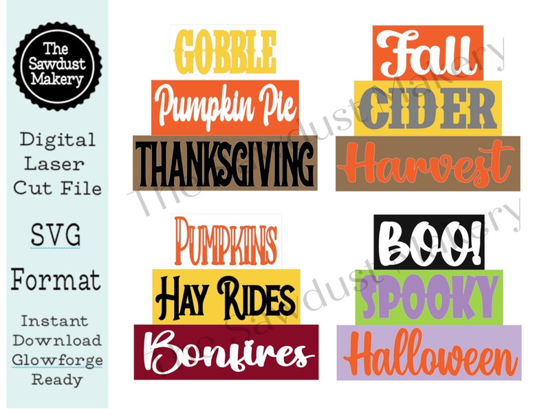 Fall Word Stackers Fall Mini Block SVG SVG File Laser - Etsy