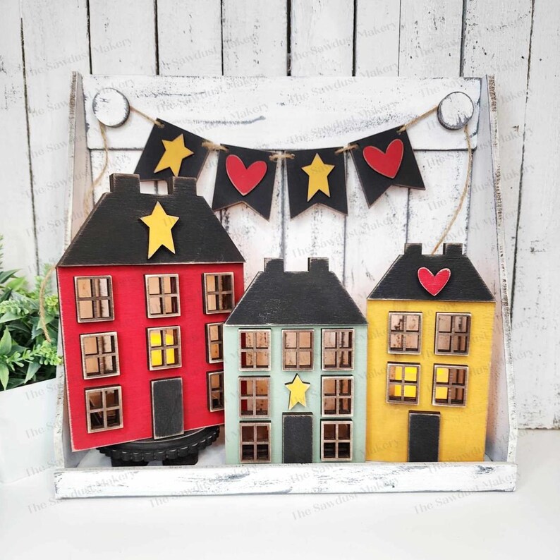 Primitive Saltbox House Votive Shelf Sitter SVG File | Laser Cut File ...