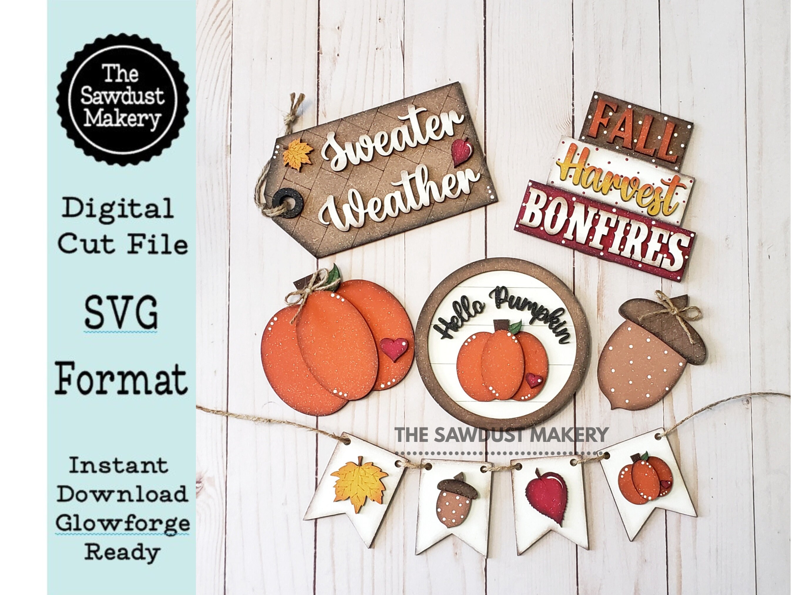 Fall SVG File Laser Cut File Glowforge USA Hello - Etsy