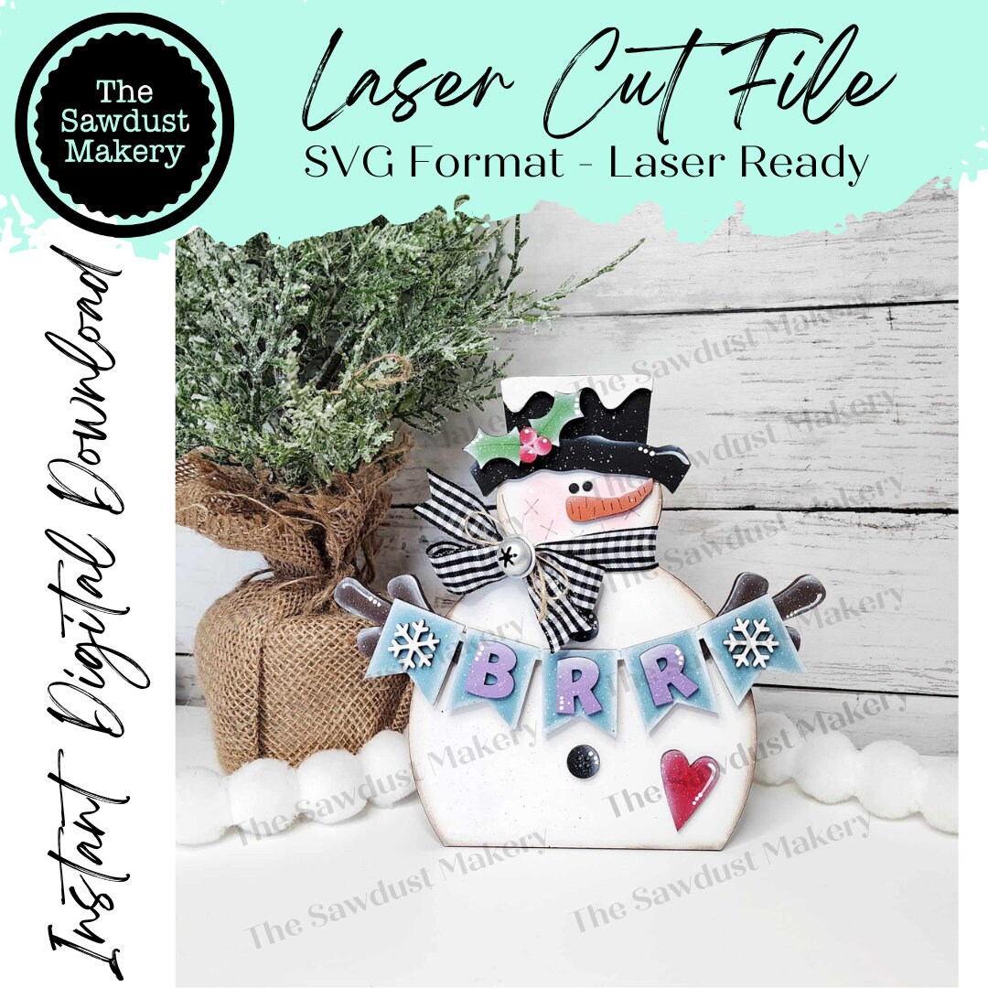 Snowman Banner Shelf Sitter SVG | Snowman Laser Cut File | Snow SVG ...