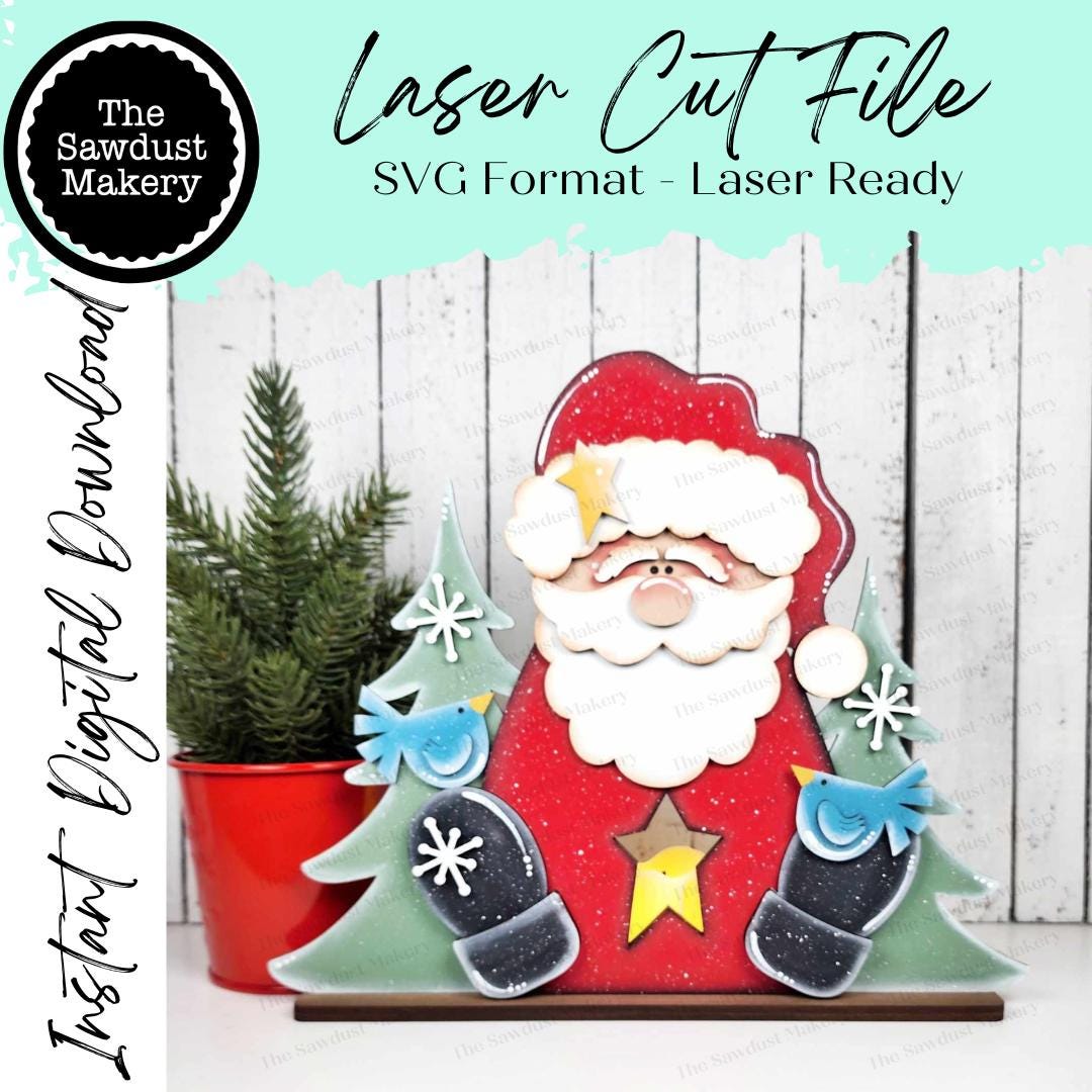 Sitting Santa Winter Candle Votive Shelf Sitter SVG File | Laser Cut ...