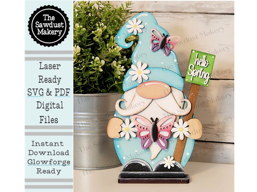 Spring Butterfly Gnome SVG File Laser Cut File Glowforge - Etsy