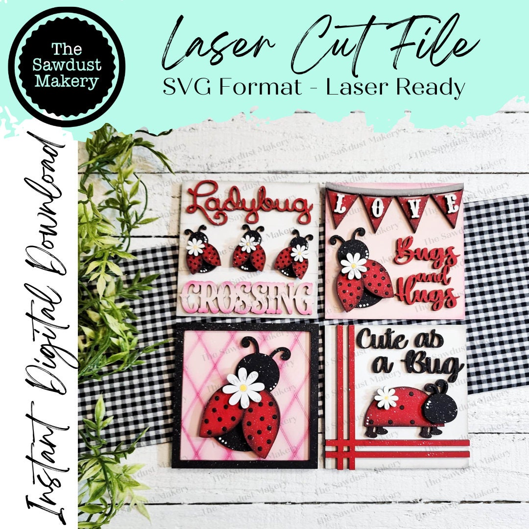Summer Ladybug Laser Cut Files | Ladybug Interchangeable Leaning Sign ...