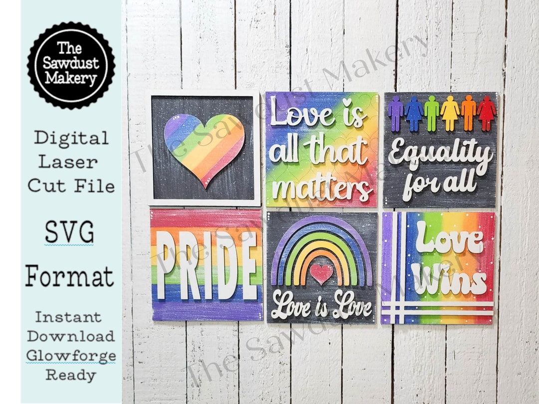 Pride Laser Cut File | Pride Interchangeable Leaning Sign Bundle File ...