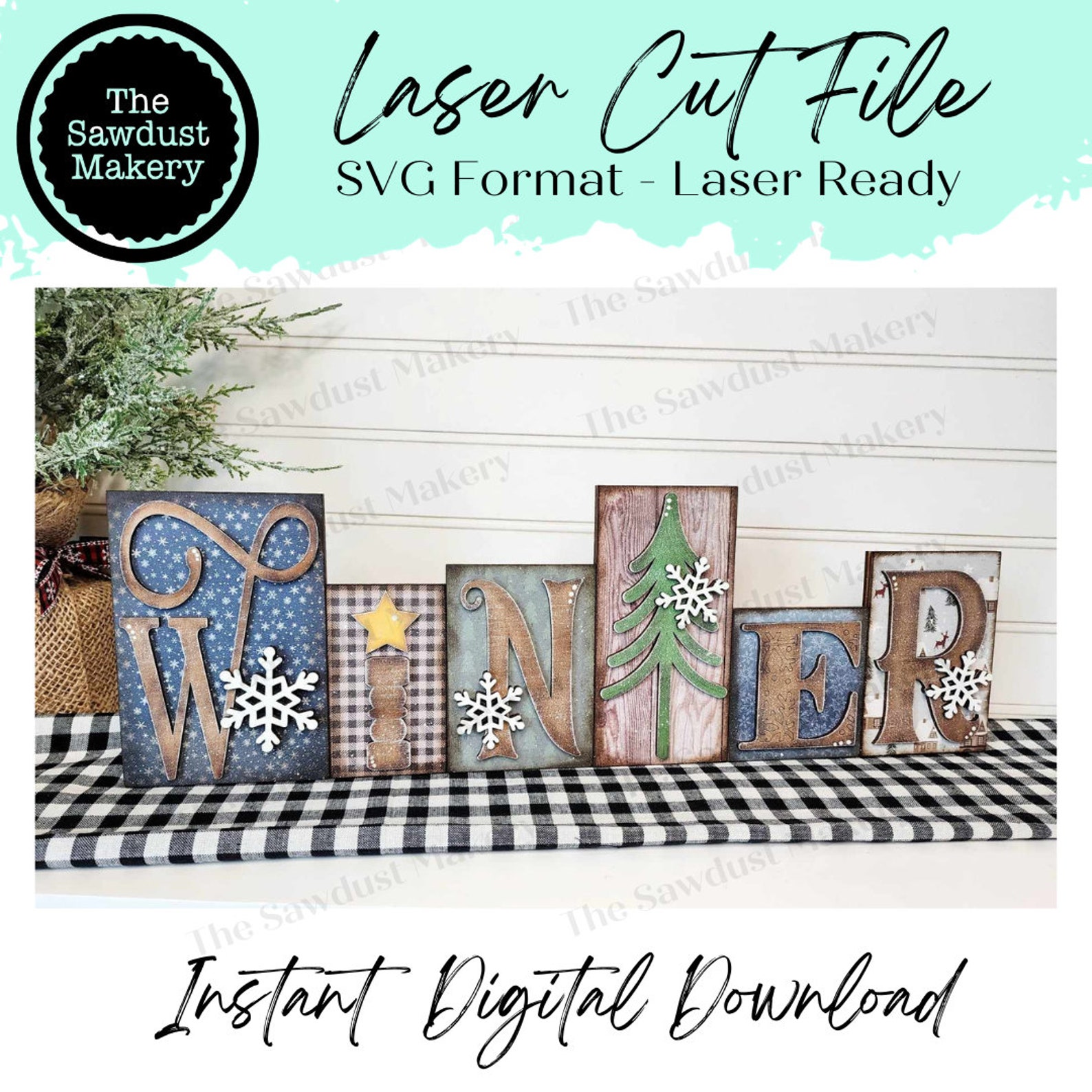 Winter Word Block SVG | Christmas Word Block SVG | SVG File | Laser Cut ...