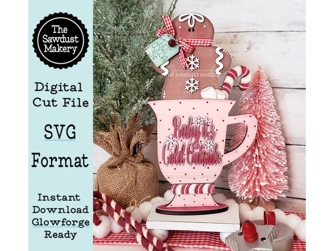 Hot Cocoa Gingerbread Mug SVG File | Laser Cut File | Gingerbread SVG ...