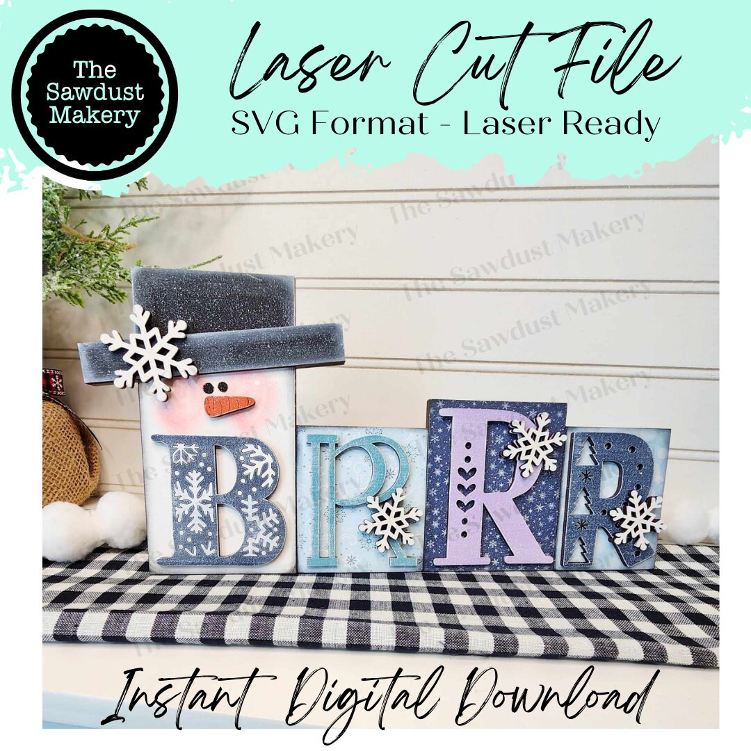 Brrr Word Block SVG | Christmas Word Block SVG | SVG File | Laser Cut ...
