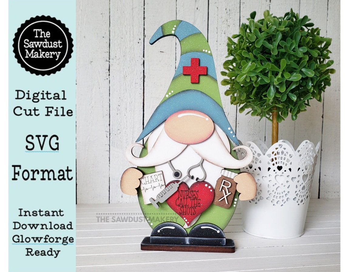 Nurse Gnome SVG File Laser Cut File Standing Boy Nurse - Etsy