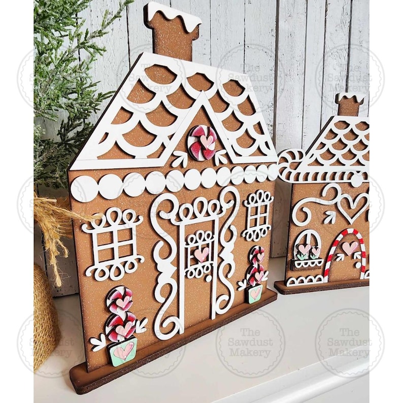 Gingerbread House Shelf Sitters SVG File | Laser Cut File | Gingerbread ...
