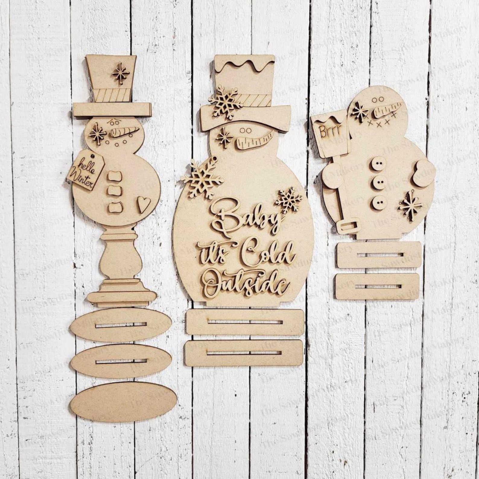 Standing Snowmen Decor Set SVG File | Laser Cut File | Glowforge ...