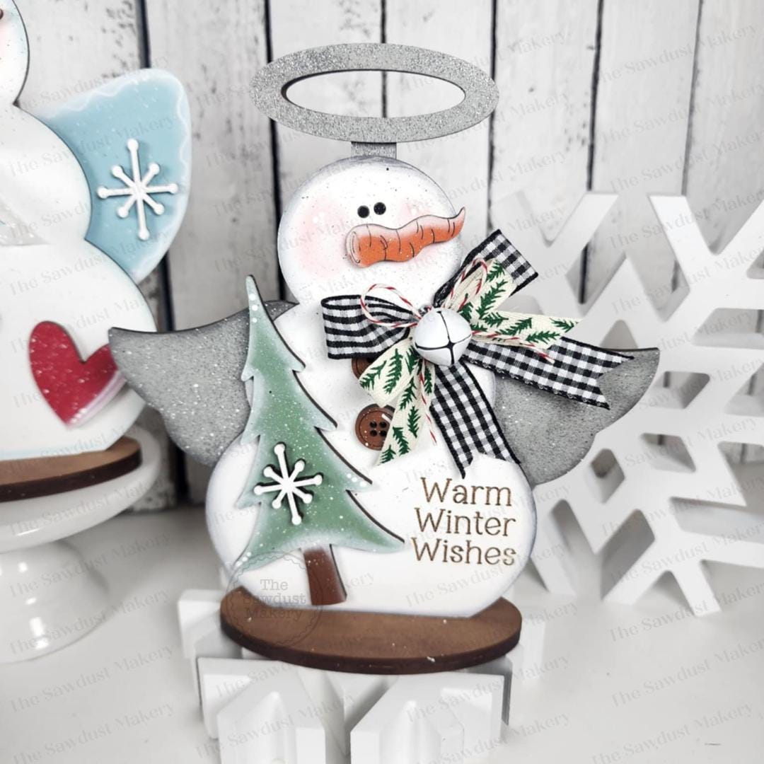 Snowmen Angel Shelf Sitters SVG File | Laser Cut File | Christmas SVG ...