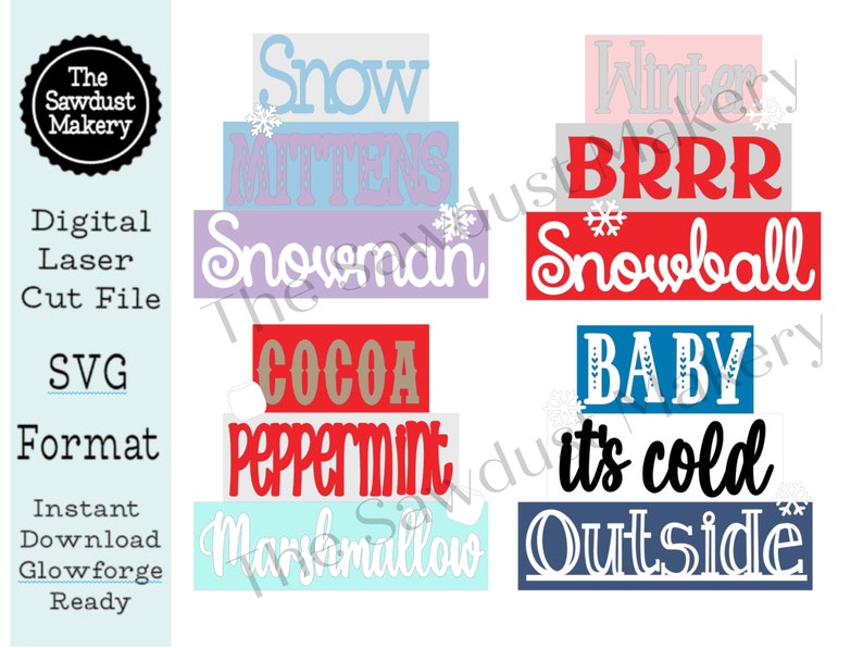 Winter Word Stackers Winter Mini Block SVG SVG File - Etsy