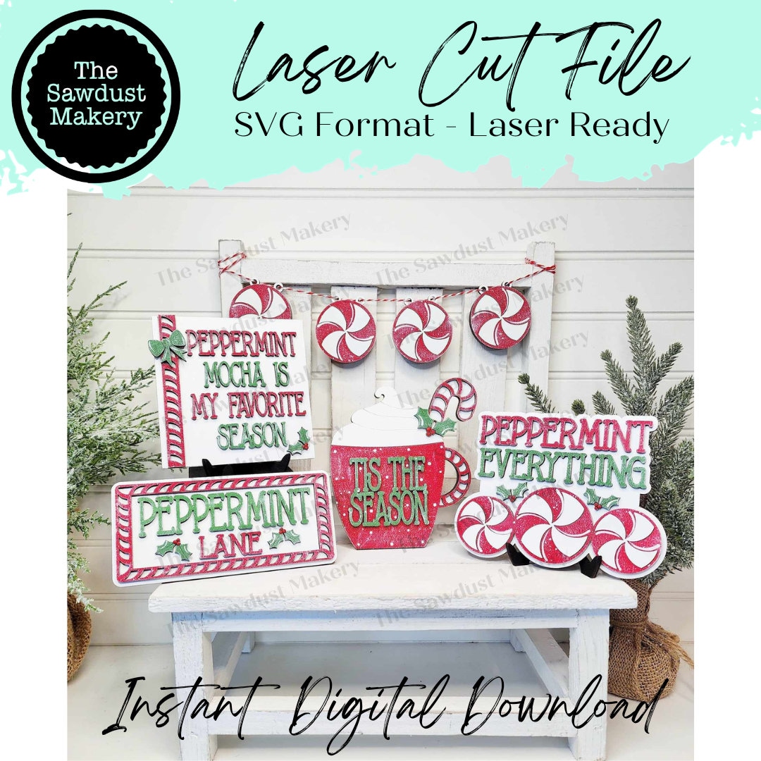 Peppermint Mocha Tiered Tray SVG File | Laser Cut File | Glowforge ...