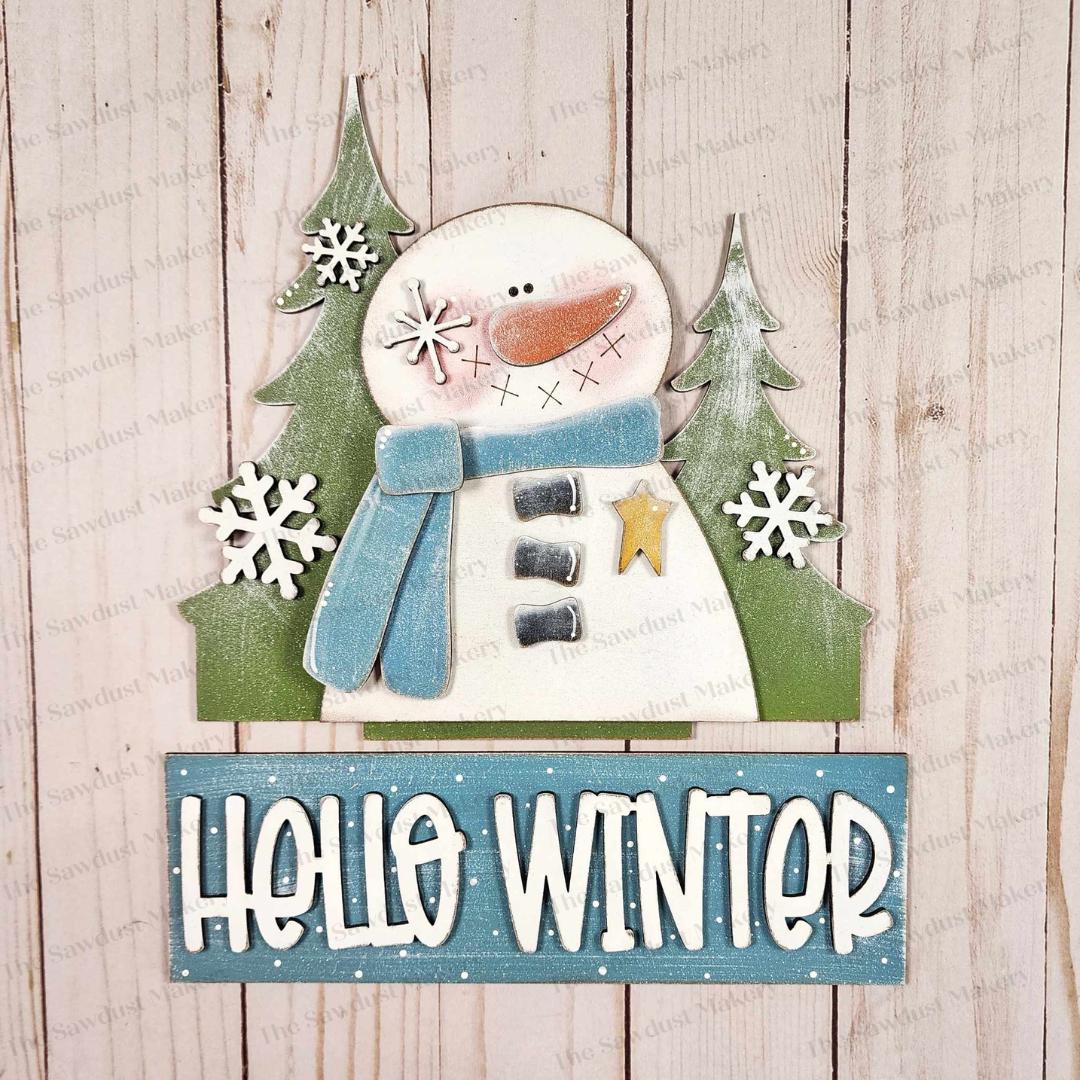 Add-on for Interchangeable Window Box | Snowman Hello Winter Window Box ...