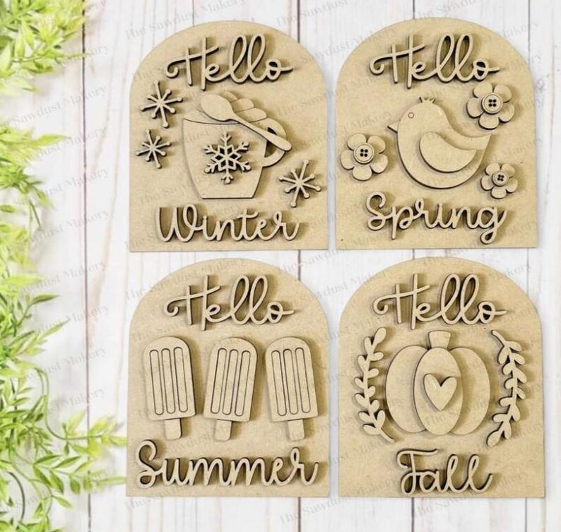 Vol. 3 Four Seasons Seasonal Interchangeable Small Arched Boho Sign ...