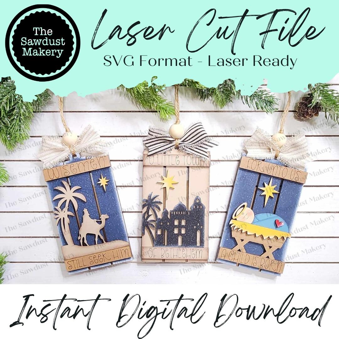 Nativity Pallet Christmas Ornament Bundle Laser Cut SVG File ...