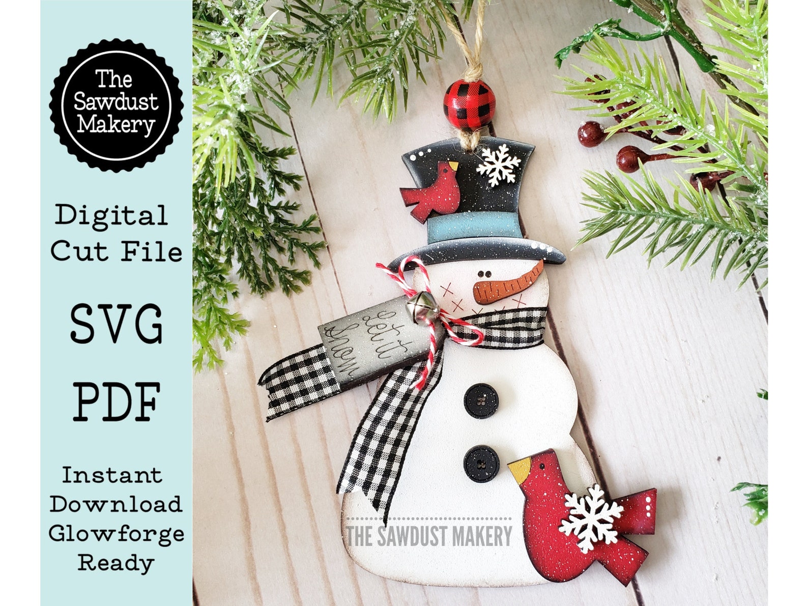 Snowbird Snowman Christmas Ornament SVG File Laser Cut File - Etsy