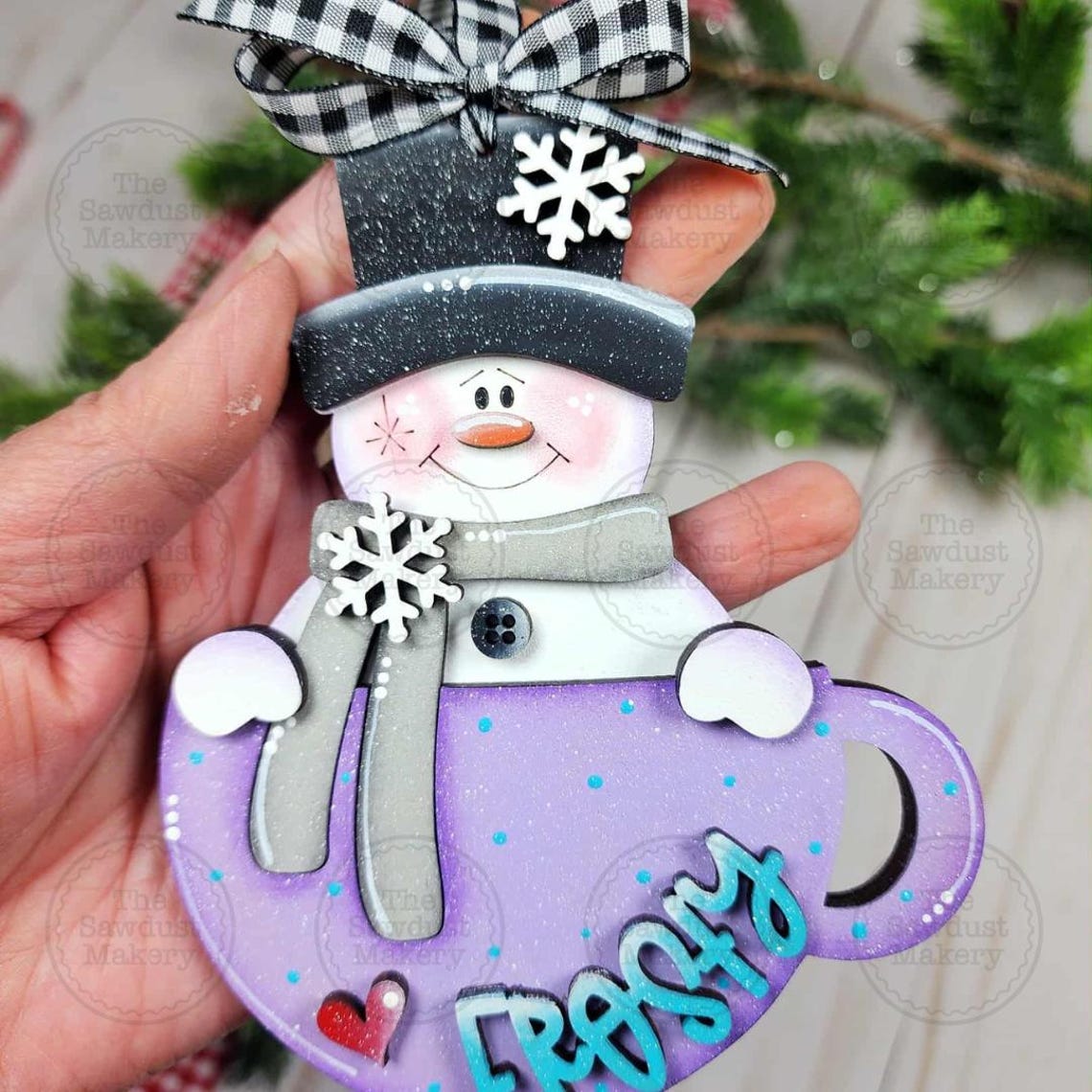 Snowman Tea Cup Christmas Ornament SVG File | Laser Cut File ...