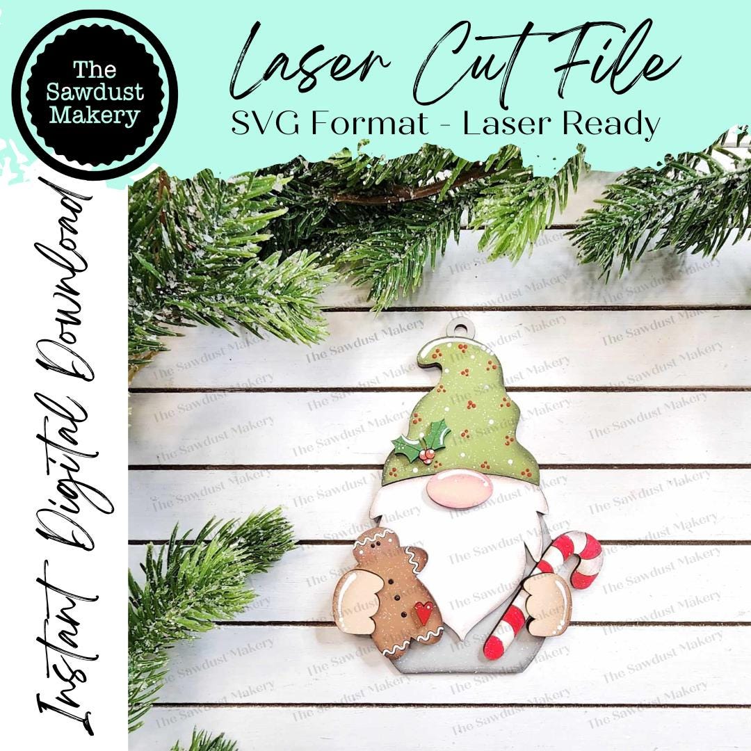 Holiday Gnome Ornament SVG File | Laser Cut File | Christmas Ornament ...