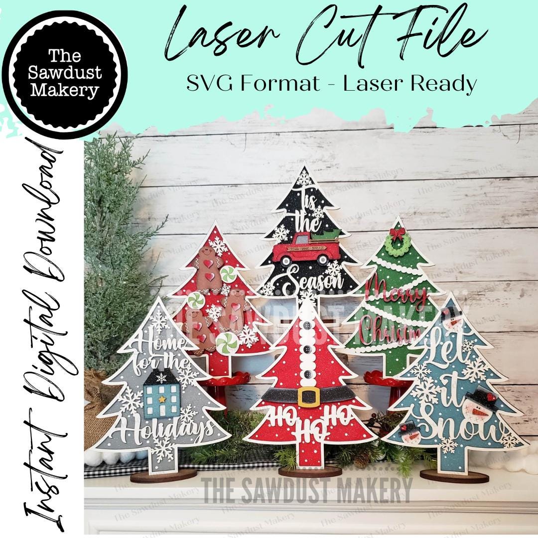 Standing Christmas Tree SVG Laser File | Christmas Tree SVG | Mantle ...