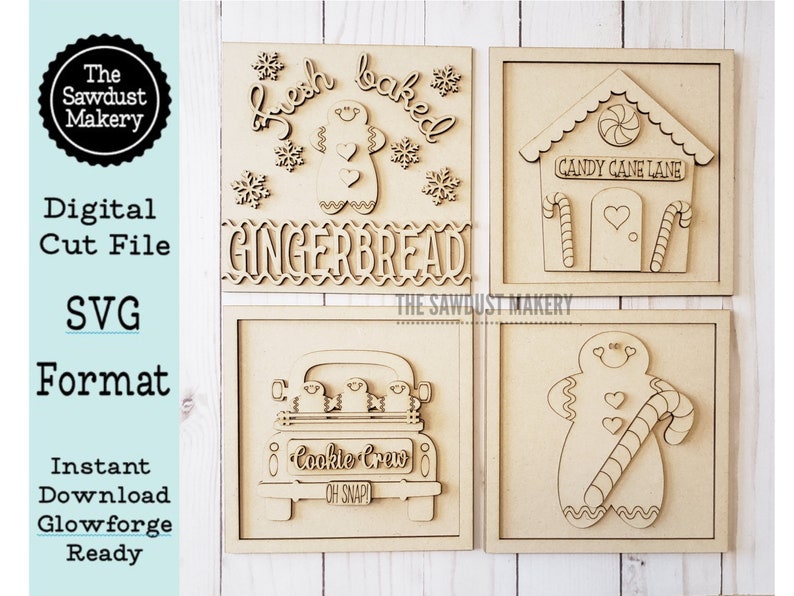 6 X 6 Gingerbread Sign Laser SVG File Laser Cut - Etsy