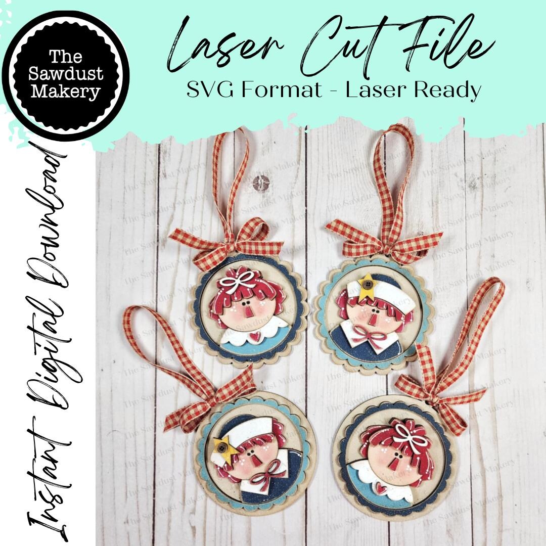 Primitive Raggedy Christmas Ornament SVG File | Laser Cut File ...