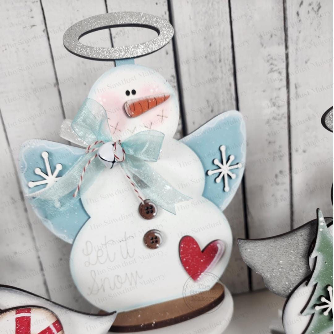 Snowmen Angel Shelf Sitters SVG File | Laser Cut File | Christmas SVG ...