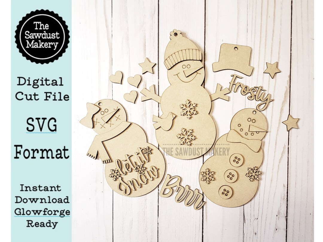 Build a Snowman Christmas Ornament SVG File Laser Cut File Christmas ...