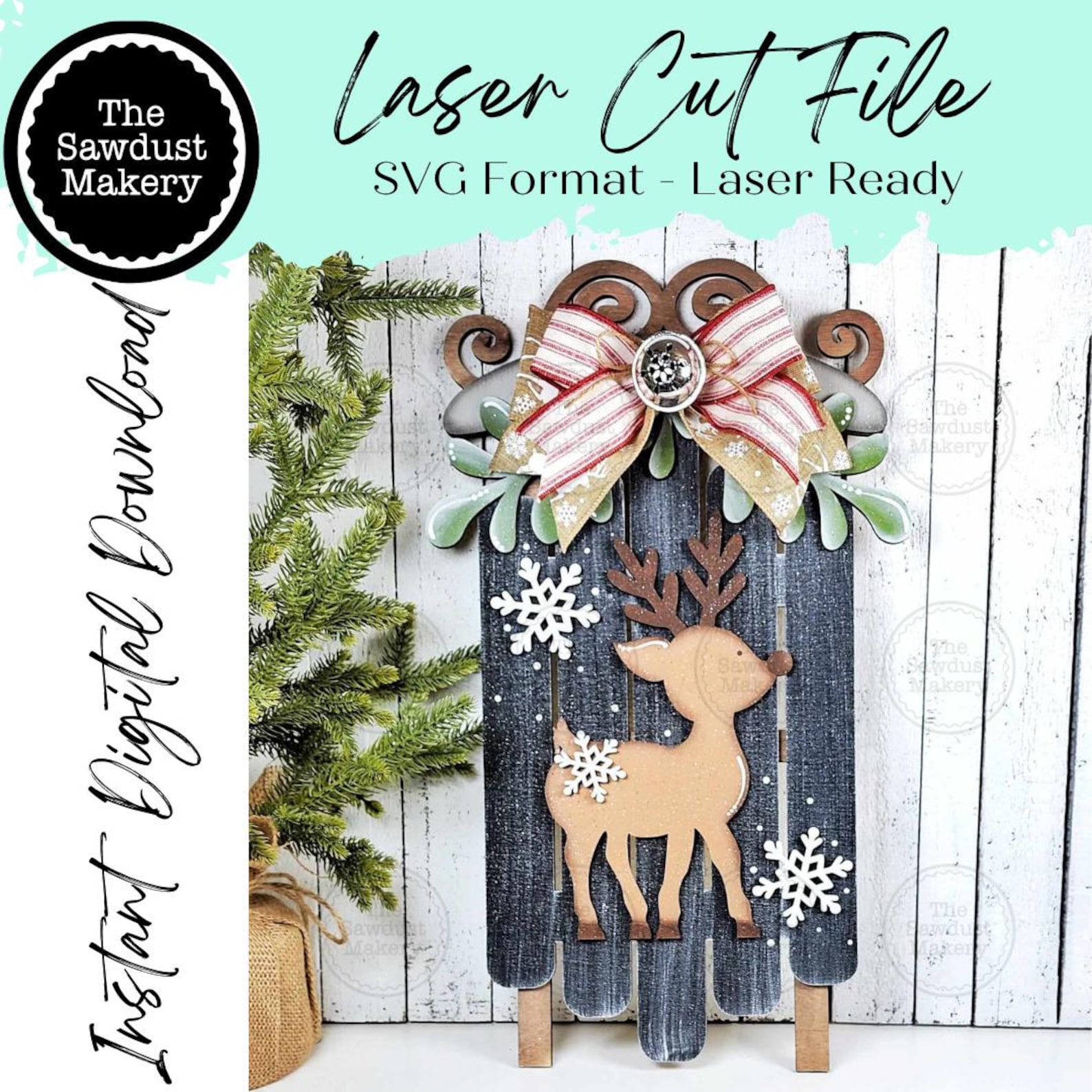 Christmas Reindeer Sled SVG File | Laser Cut File | Christmas SVG File ...