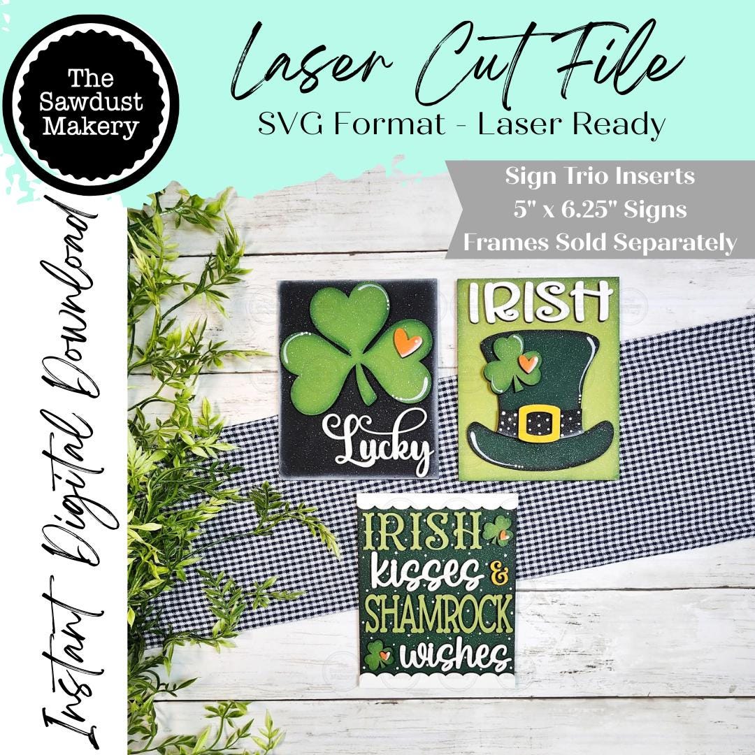 Lucky Irish St. Patrick Trio Sign Bundle Laser Cut File ...