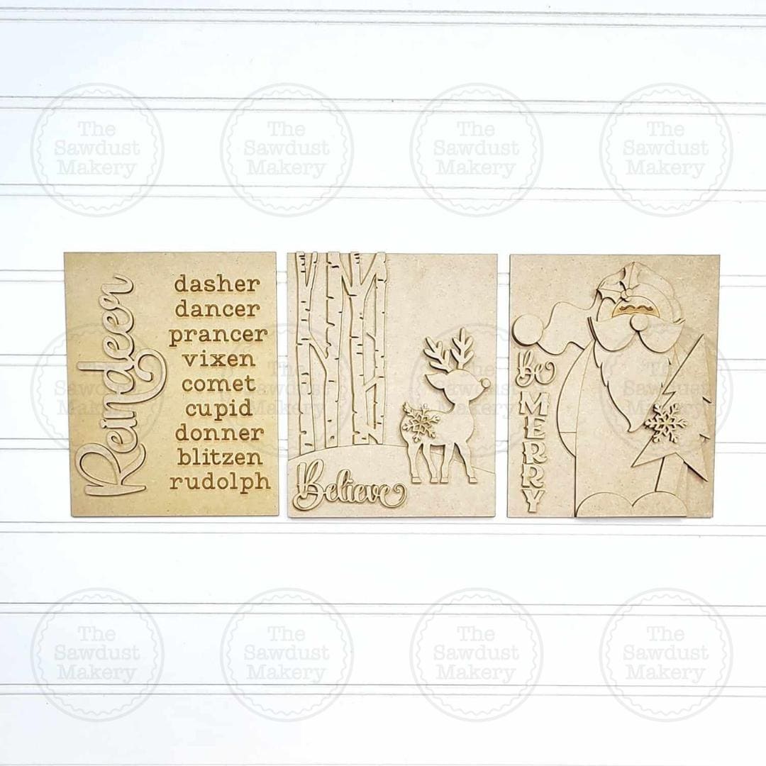 Oh Deer Christmas Trio Sign Bundle Laser Cut File | Interchangeable ...