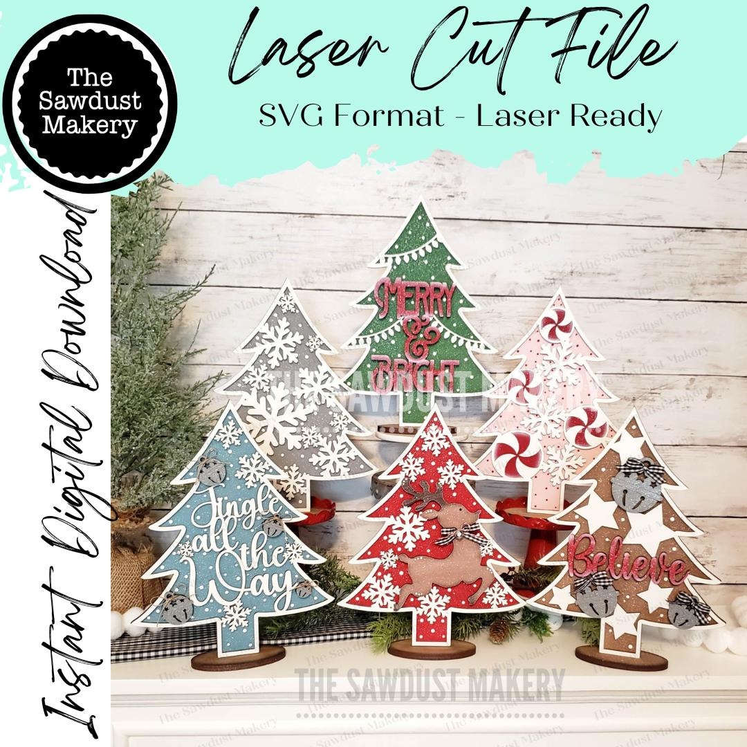 Standing Holiday Tree SVG Laser File | Christmas Tree SVG | Mantle SVG ...