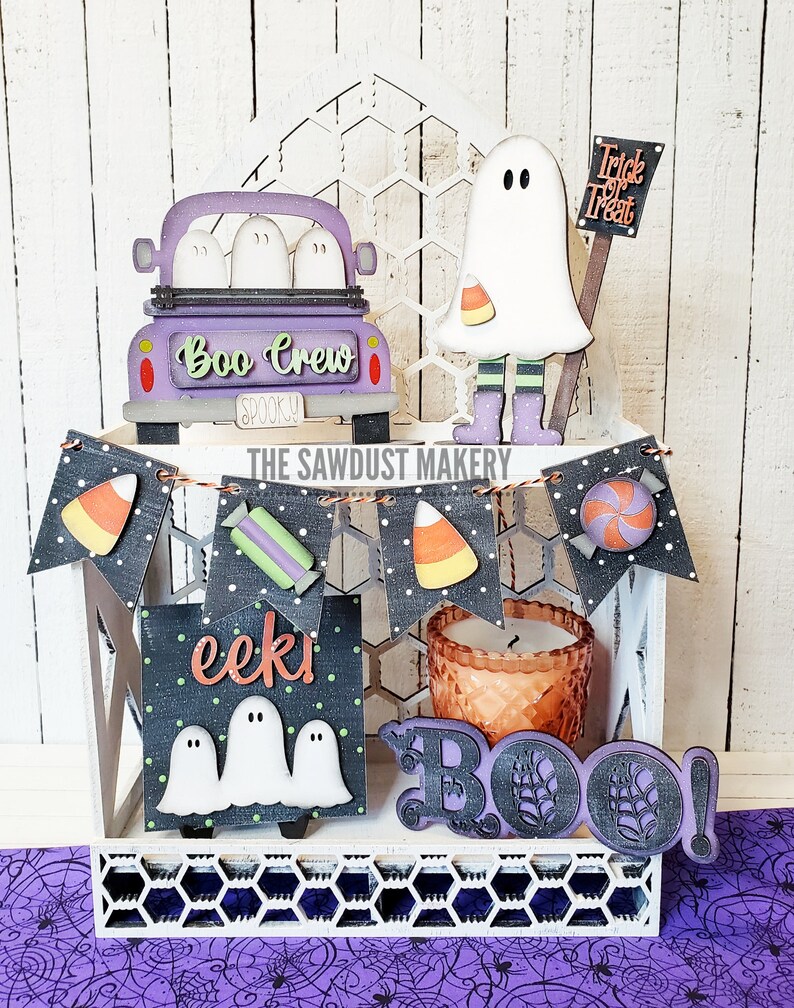 Boo Crew Halloween Tiered Tray SVG File Laser Cut File - Etsy