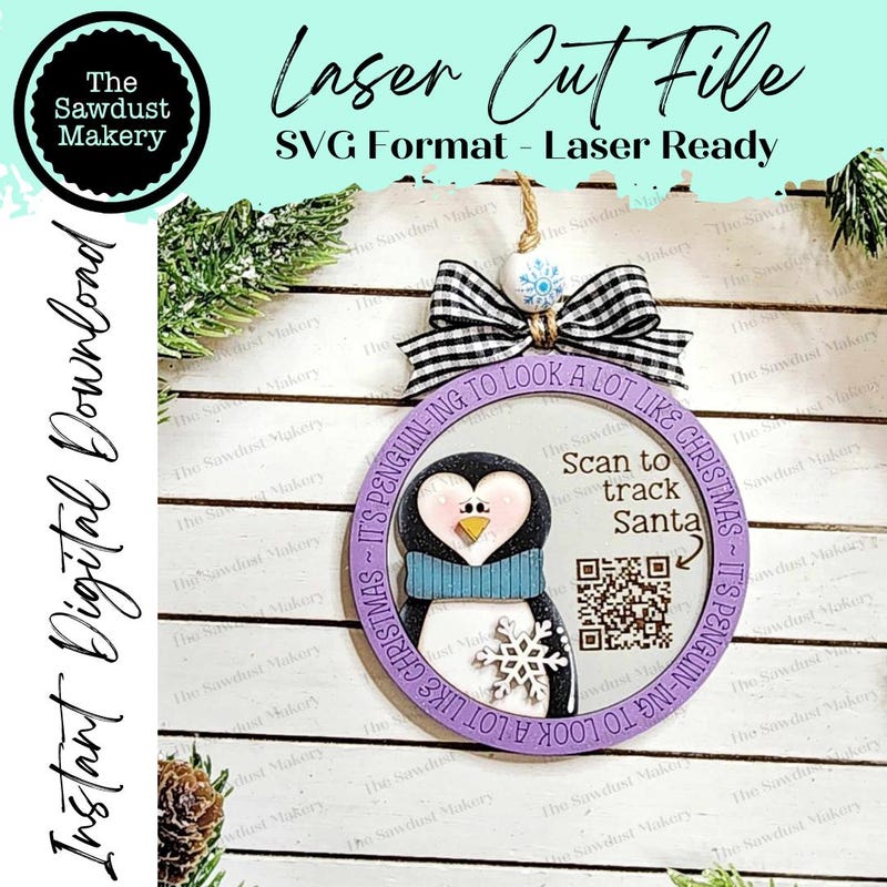 Penguin Ornament Card - Etsy