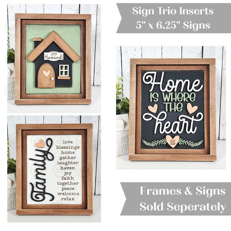 Family Home Trio Sign Bundle Laser Cut File | Interchangeable Frame ...
