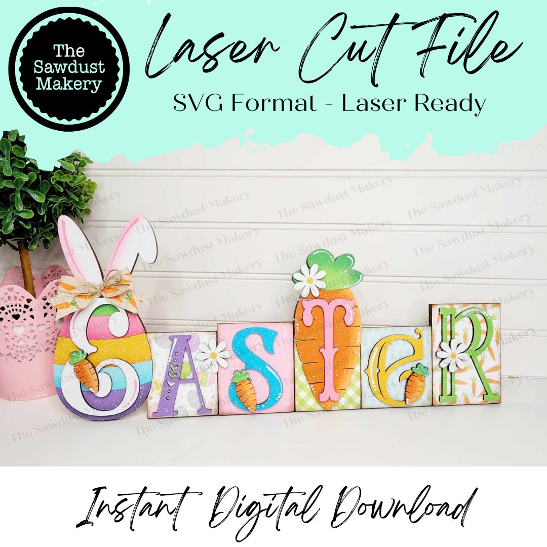 Easter Word Block SVG | Word Block SVG | SVG File | Laser Cut File ...