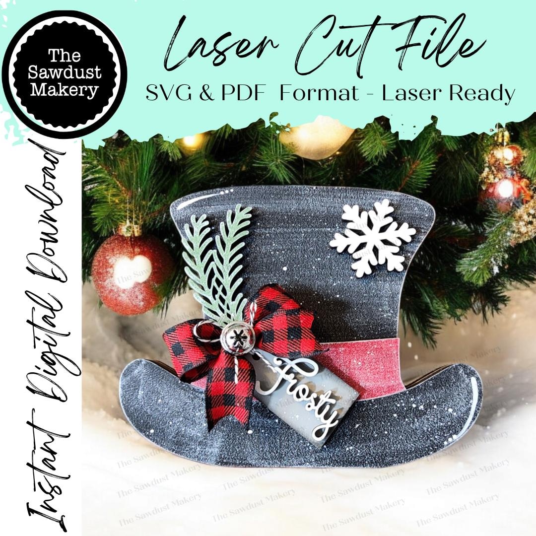 Chunky Snowman Frosty Hat Shelf Sitter SVG File | Winter Laser Cut File ...