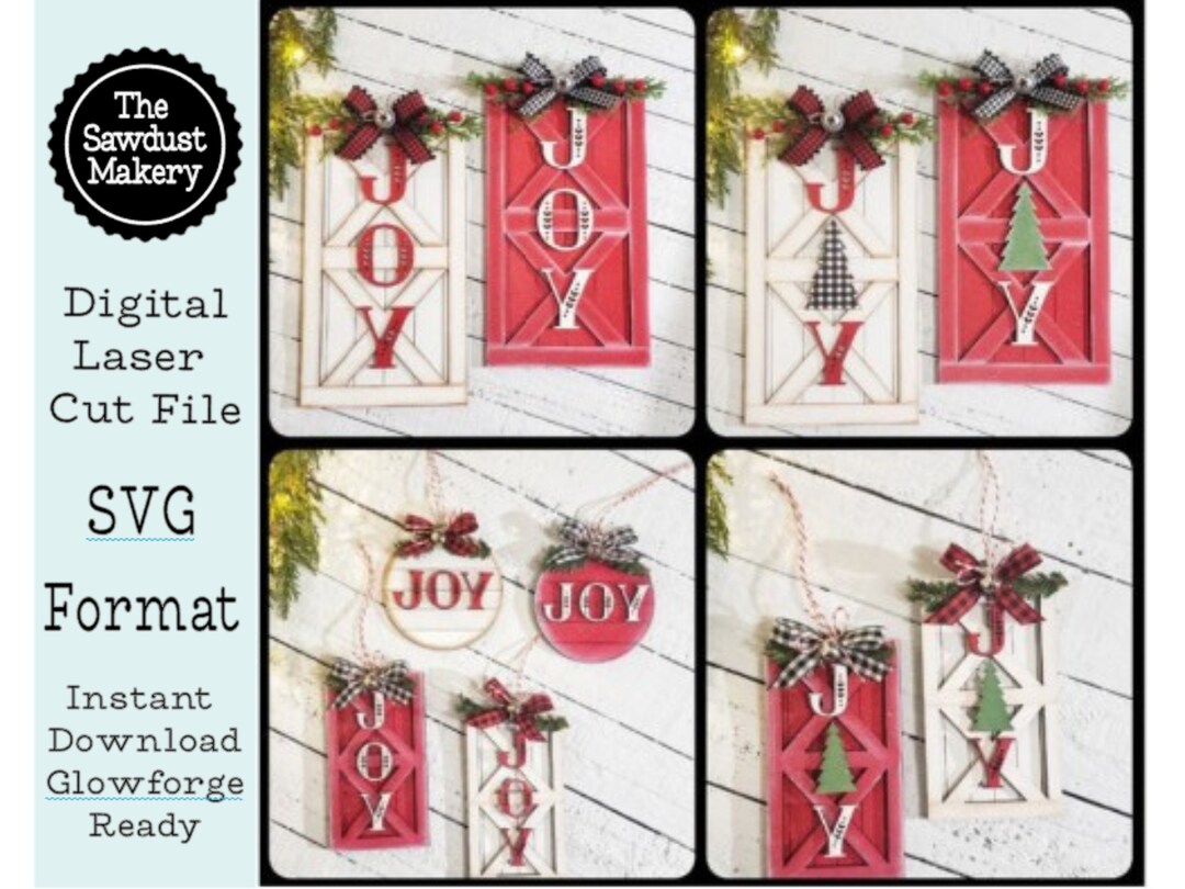 Farmhouse Joy Barn Door SVG | Round Shiplap | Barn Door Ornament | Wood ...