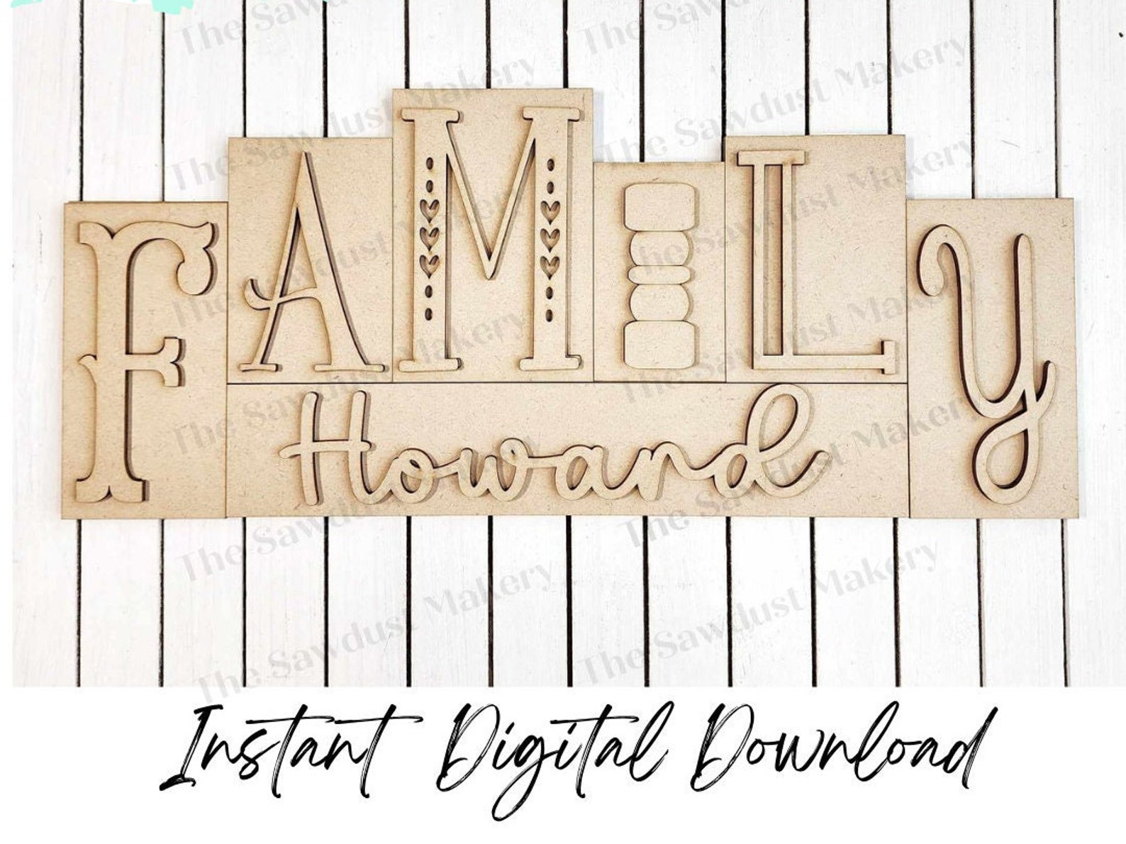 Family Word Block SVG | Home Decor Word Block SVG | SVG File | Laser ...