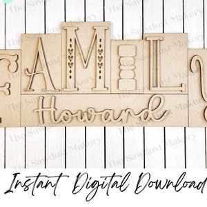 Family Word Block SVG | Home Decor Word Block SVG | SVG File | Laser ...