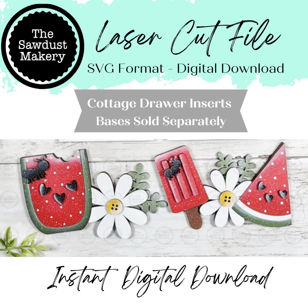 Watermelon Cottage Drawer Insert SVG | Laser Cut File | Cottage Drawer ...