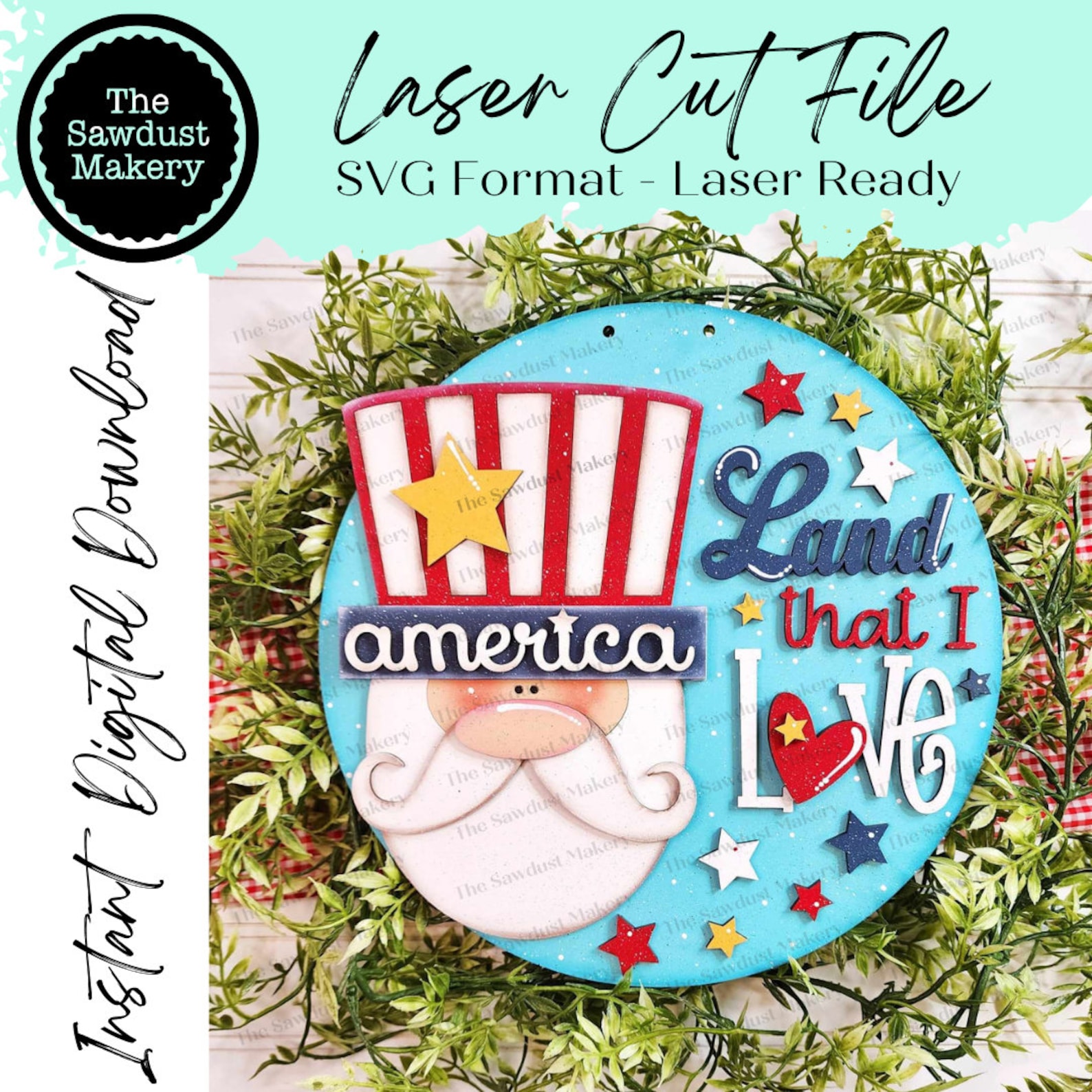 Patriotic Uncle Sam Door Hanger SVG File | Laser Cut File | Uncle Sam ...