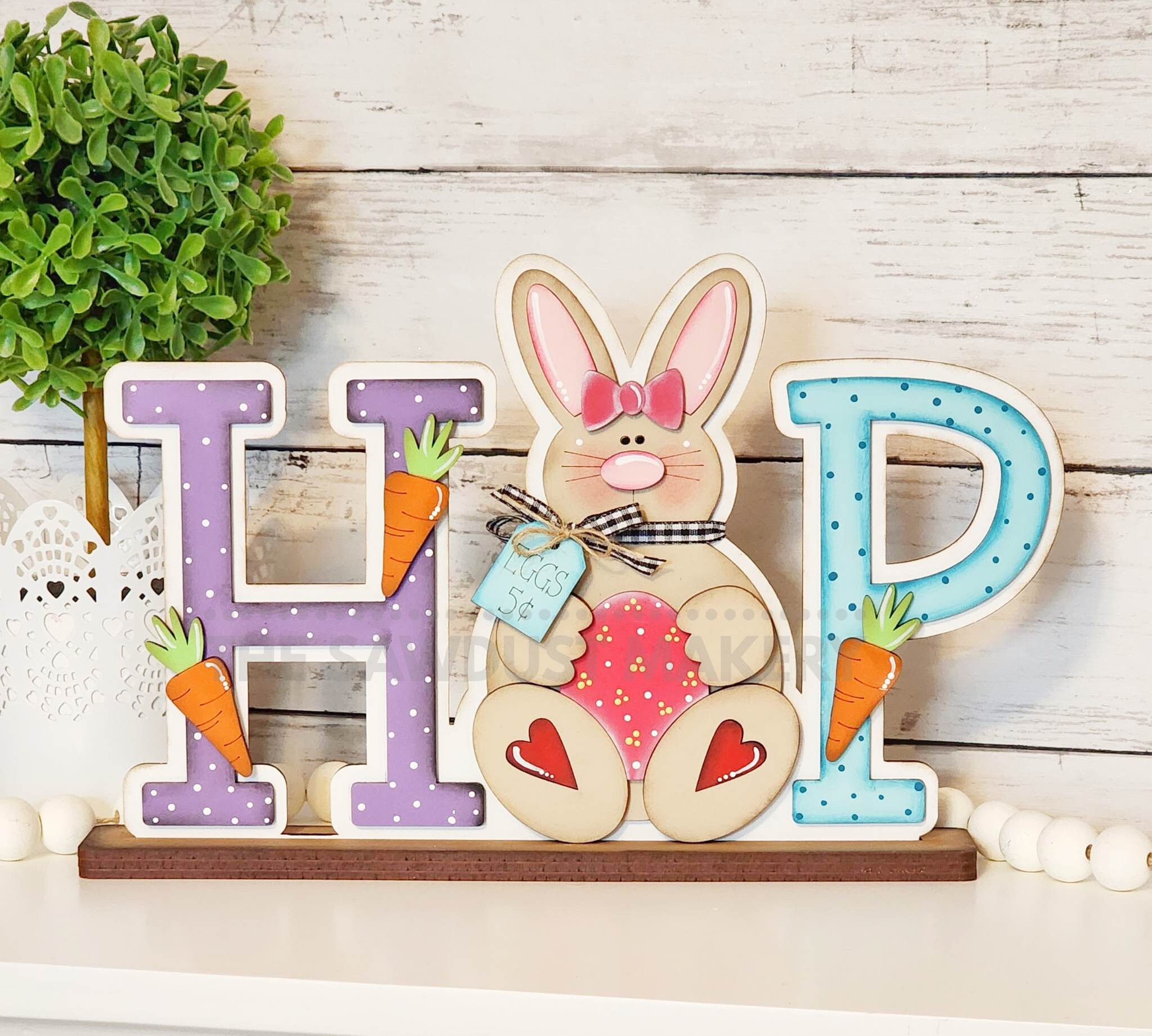 HOP Standing Bunny Shelf Sitter SVG Laser Cut File - Etsy