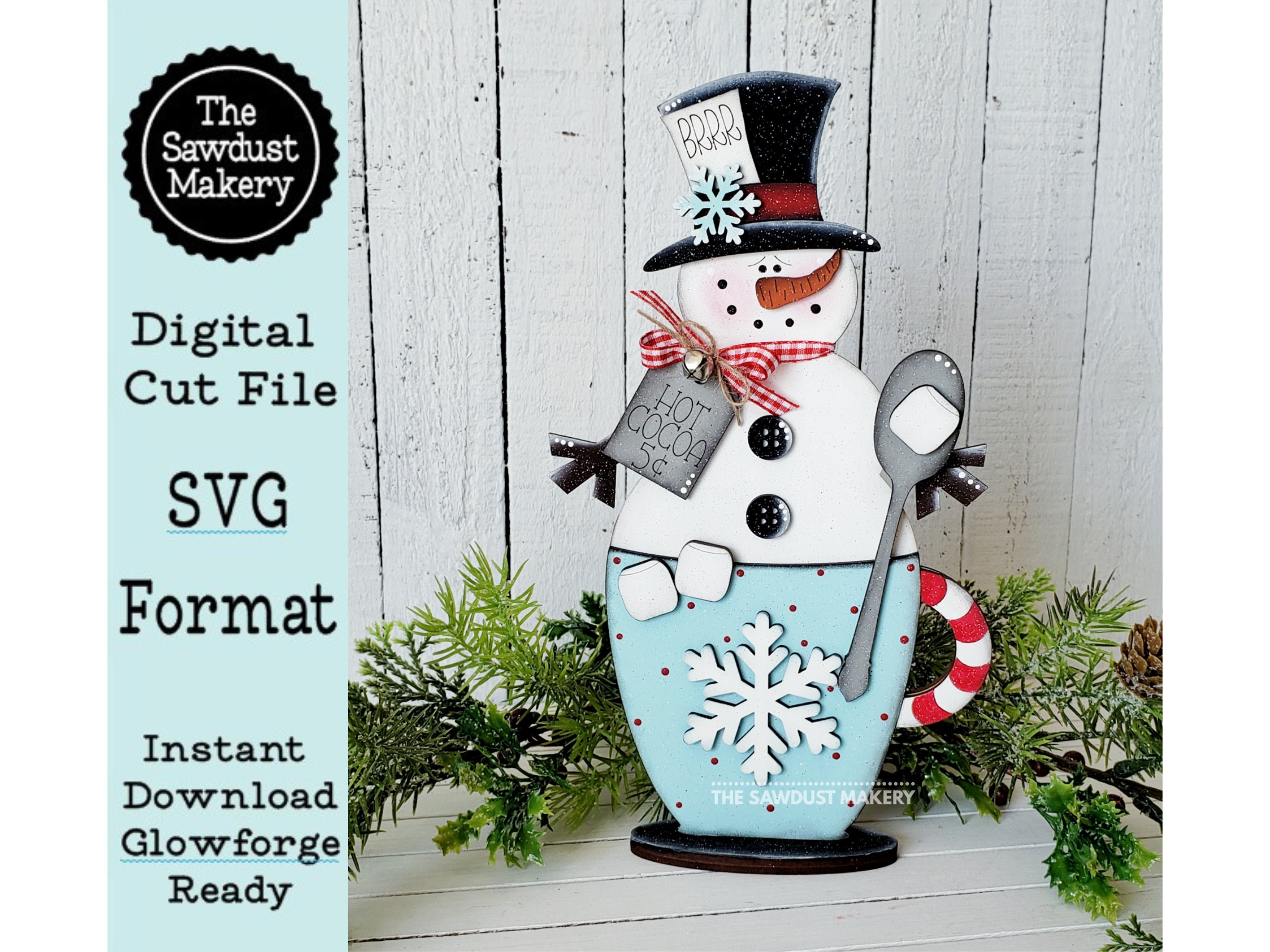 Hot Cocoa Snowman Mug SVG File Laser Cut File Winter - Etsy