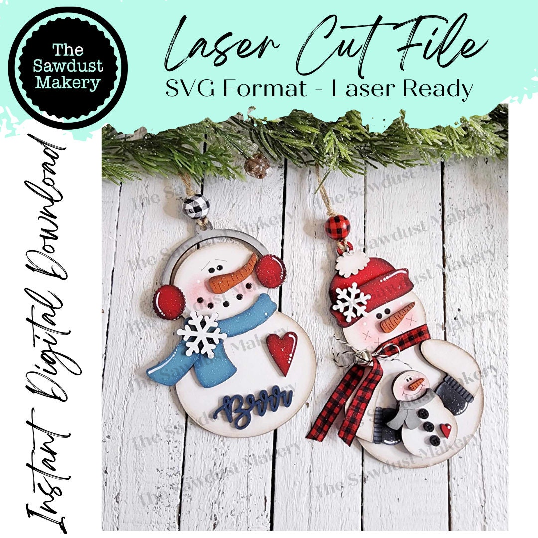 Winter Snowmen Christmas Ornaments SVG File | Laser Cut File ...